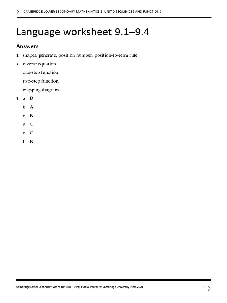 Cambridge Lower Secondary Math 8 Sequences Pdf