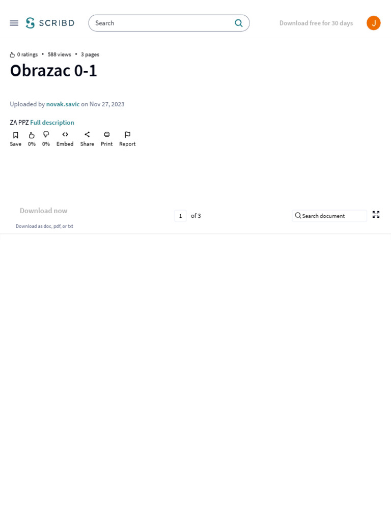 Obrazac 0-1 - PDF | PDF