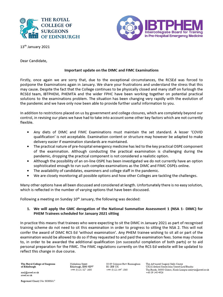 DIMC and FIMC Exam Update 2021 | PDF | Health Care