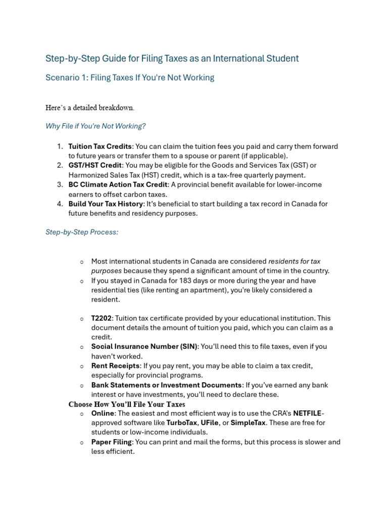 Tax Filing Guide for International Students | PDF | Taxes | Economies