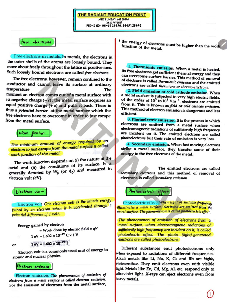 Chapter-11 Dual Nature of Matter Old Notes | PDF | Photoelectric Effect ...