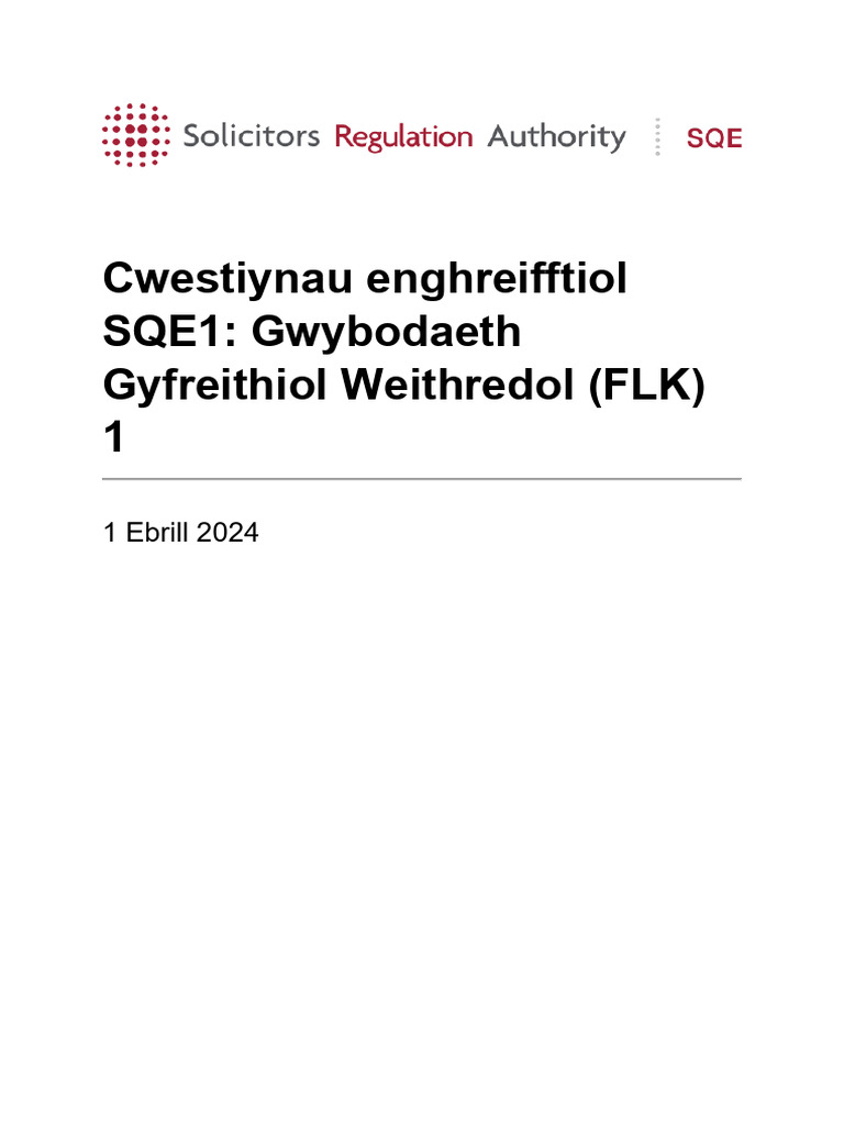 Sqe1 Flk1 Welsh Sample Questions 1 April 2024 | PDF