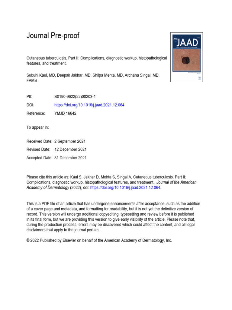 Dermatologists' Guide to Cutaneous TB | PDF | Tuberculosis | Clinical ...