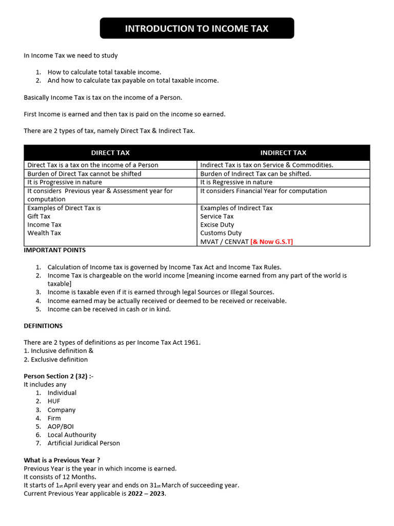 income tax study notes | PDF | Income Tax | Employee Benefits
