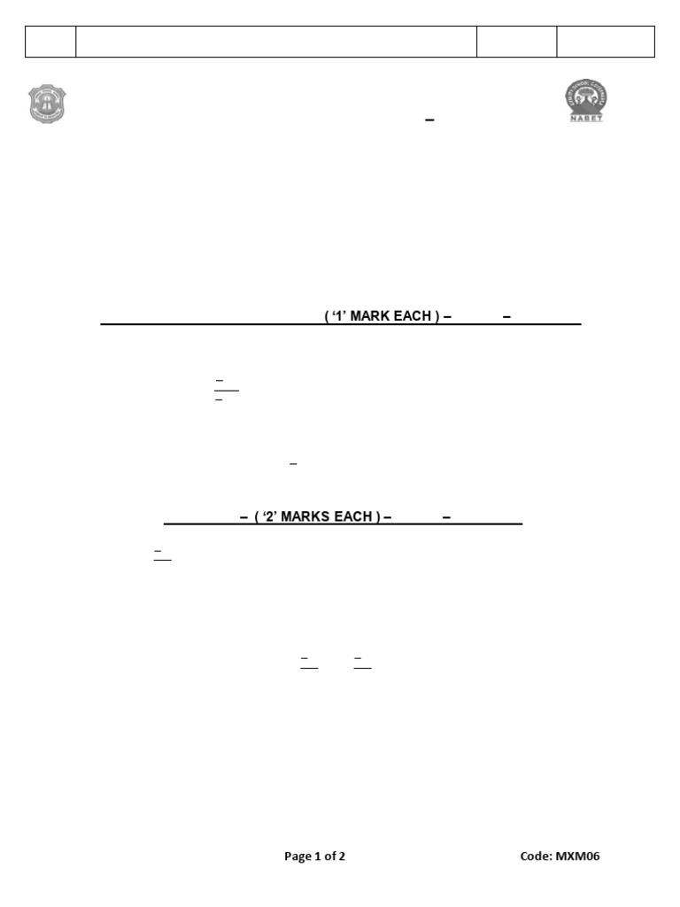 Question Paper Class 7 - Set A Mathematics - First Periodic Test (2022 ...