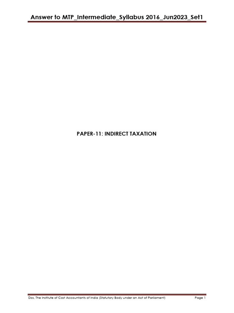 Paper11_Set1_Sol | PDF | Taxes | Public Finance