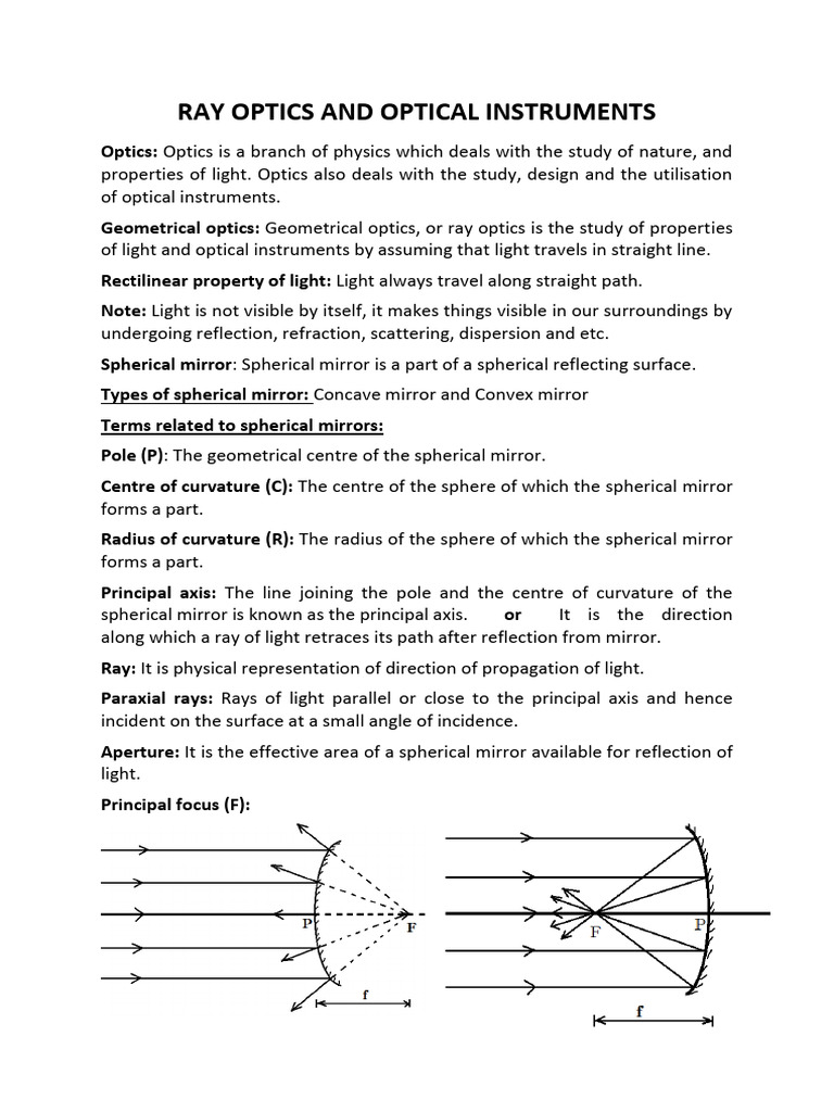 Ray Optics | PDF | Optics | Mirror