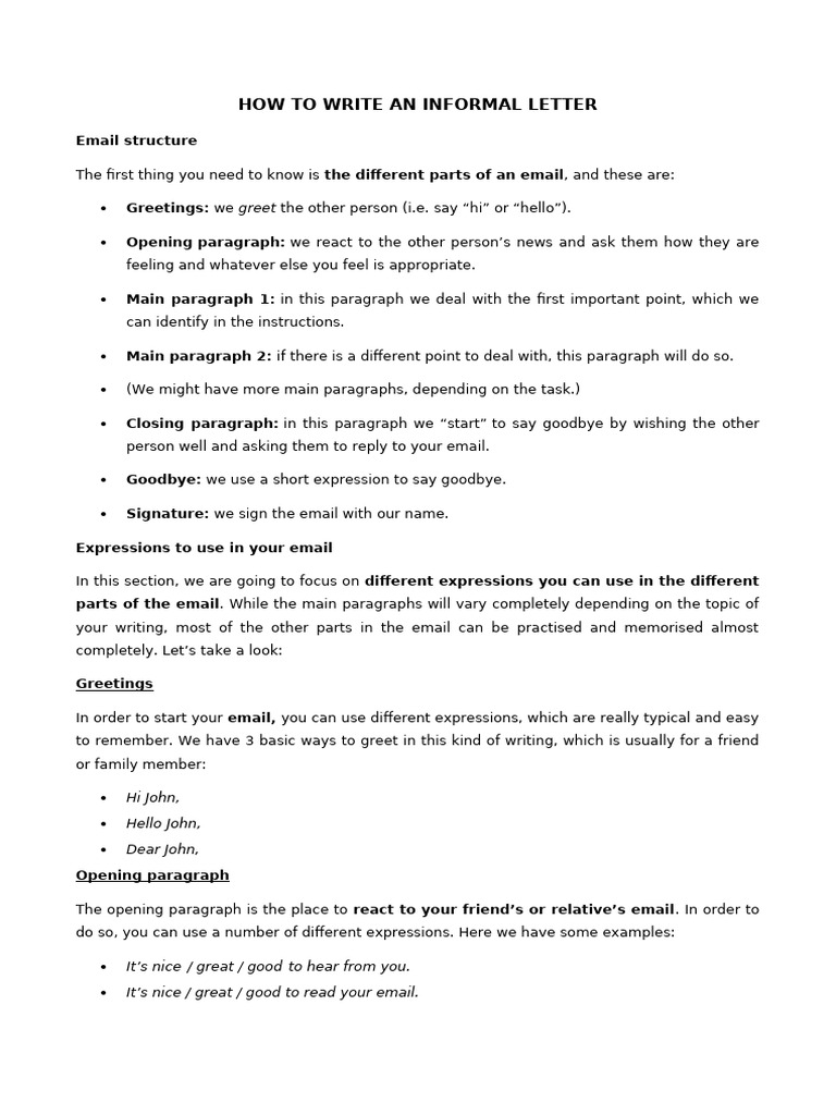 Informal Letter Writing Guide | PDF