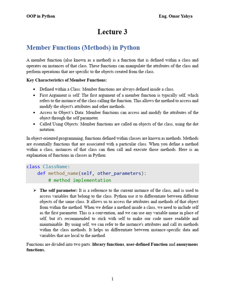 Lecture 3 | PDF | Method (Computer Programming) | Class (Computer Programming)