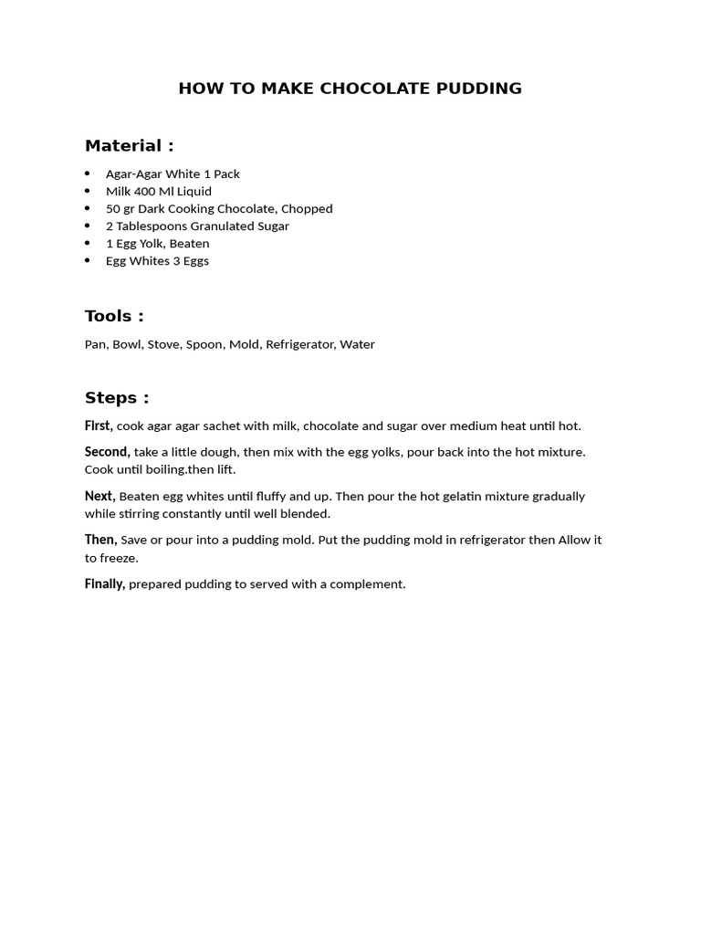 Make A Pudding | PDF