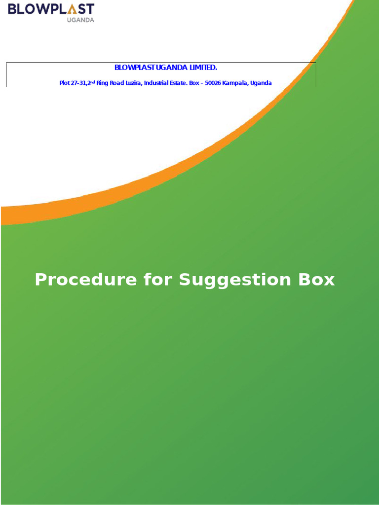 BPL-OHS-DOC-10-2 - Suggestion-Box-Procedure | PDF | Occupational Safety And Health | Business