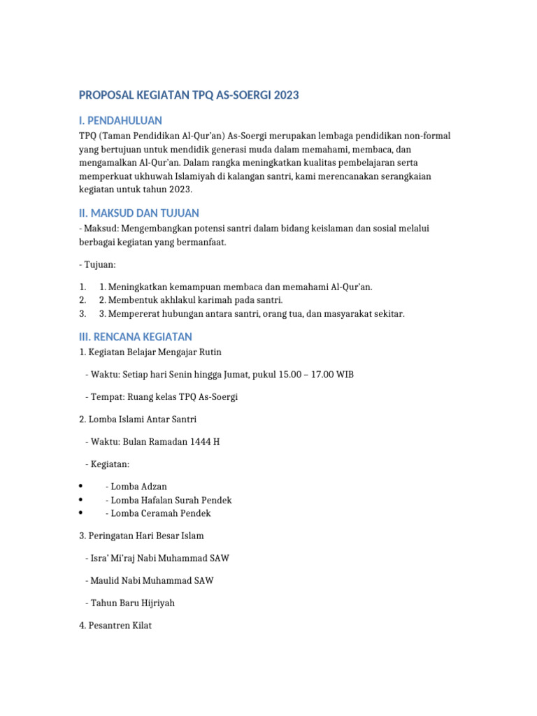 Proposal 2023 TPQ As-Soergi | PDF