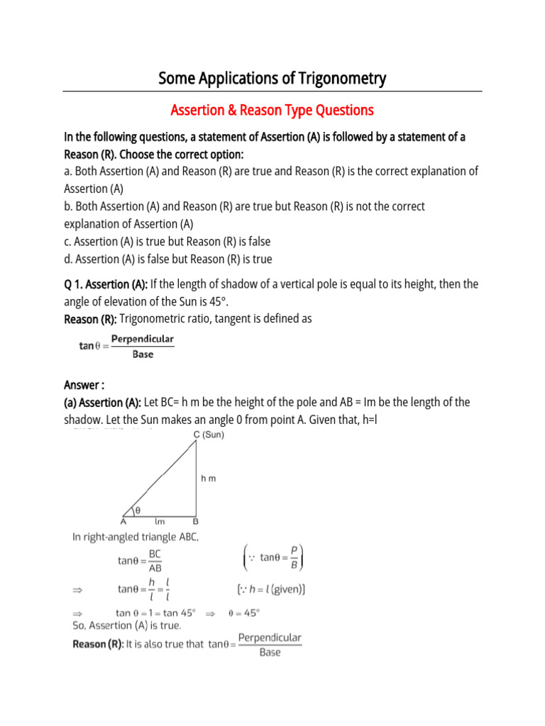 Chapter - 9 Application of Trigonometry | PDF | Triangle | Trigonometry