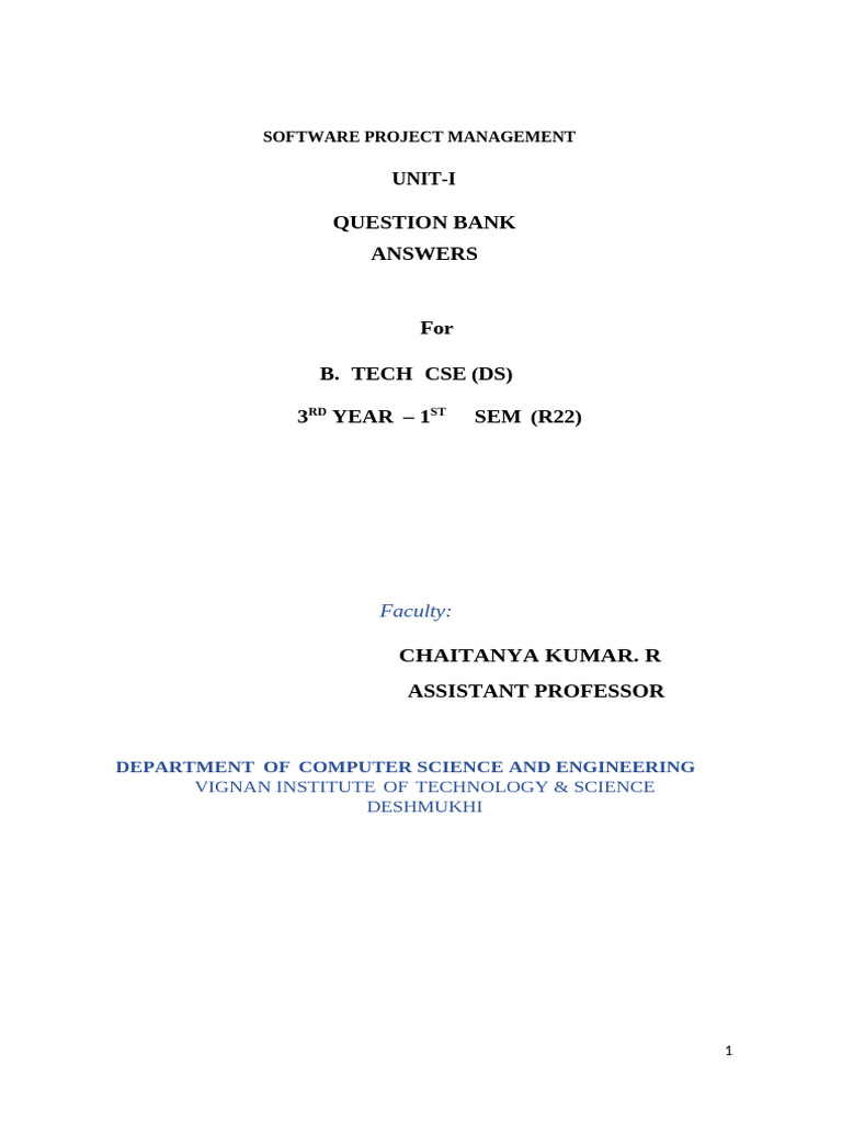 SPM UNIT-I QB&ANS | PDF | Project Management | Software Development Process