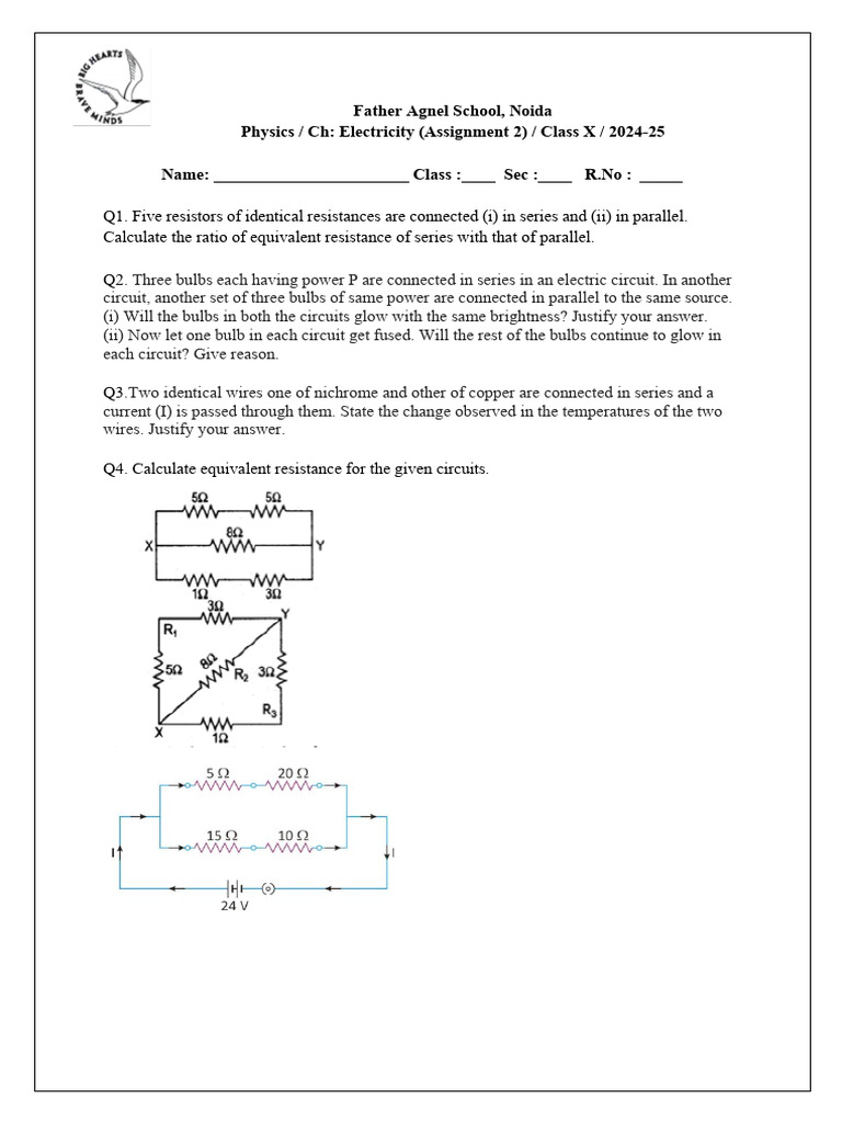 Class 10 Electricity (Assignment 2)_2023-24 | PDF | Electrical ...