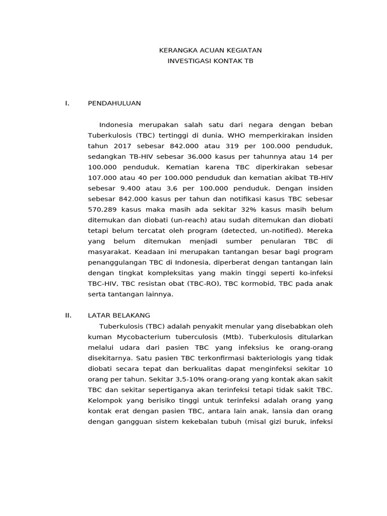 Kak Investigasi Kontak TB 2024 | PDF