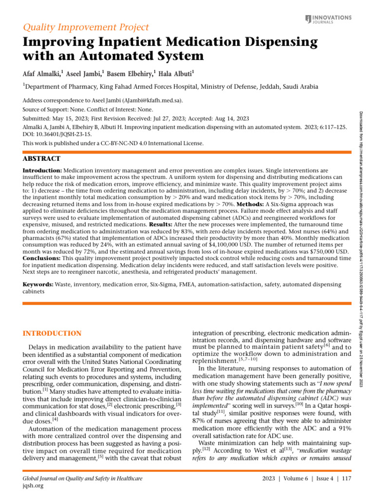 Automated System for Medication Dispensing | PDF | Pharmacy | Patient