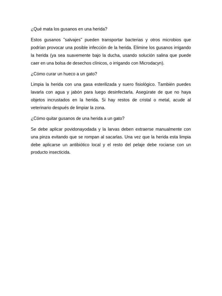 Qué Mata Los Gusanos en Una Herida | PDF