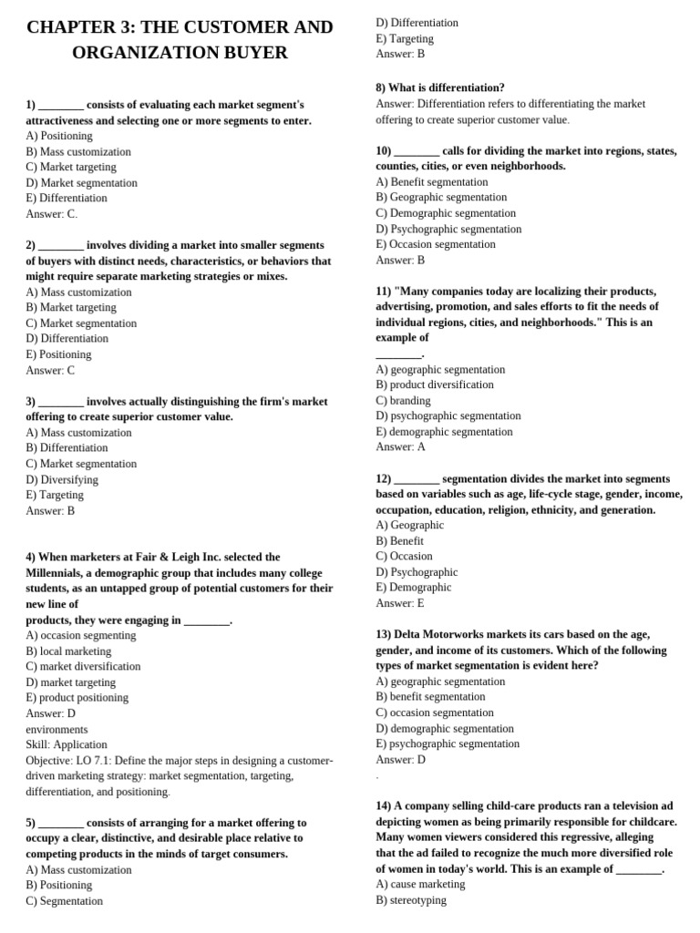 QUESTION 3 | PDF | Market Segmentation | Consumer Behaviour