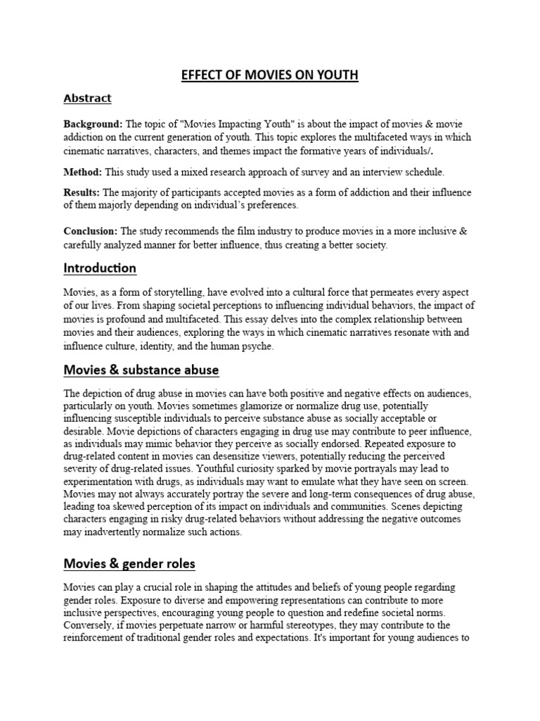 Effect of Movies On Youth | PDF | Survey Methodology | Adolescence
