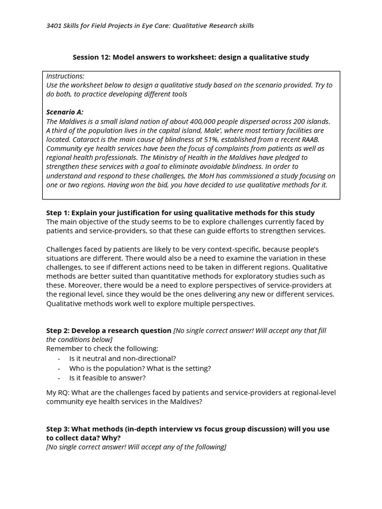 For 3.12 Model Answers for Practice Worksheet | PDF | Focus Group ...