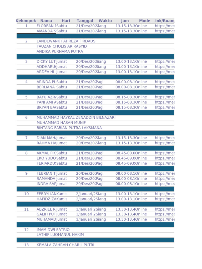 Jadwal Presentasi | PDF