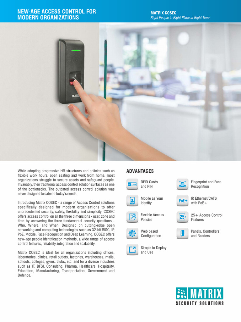 Matrix COSEC Access Control Solution Catalog Brochure | PDF | Access Control | Telecommunications