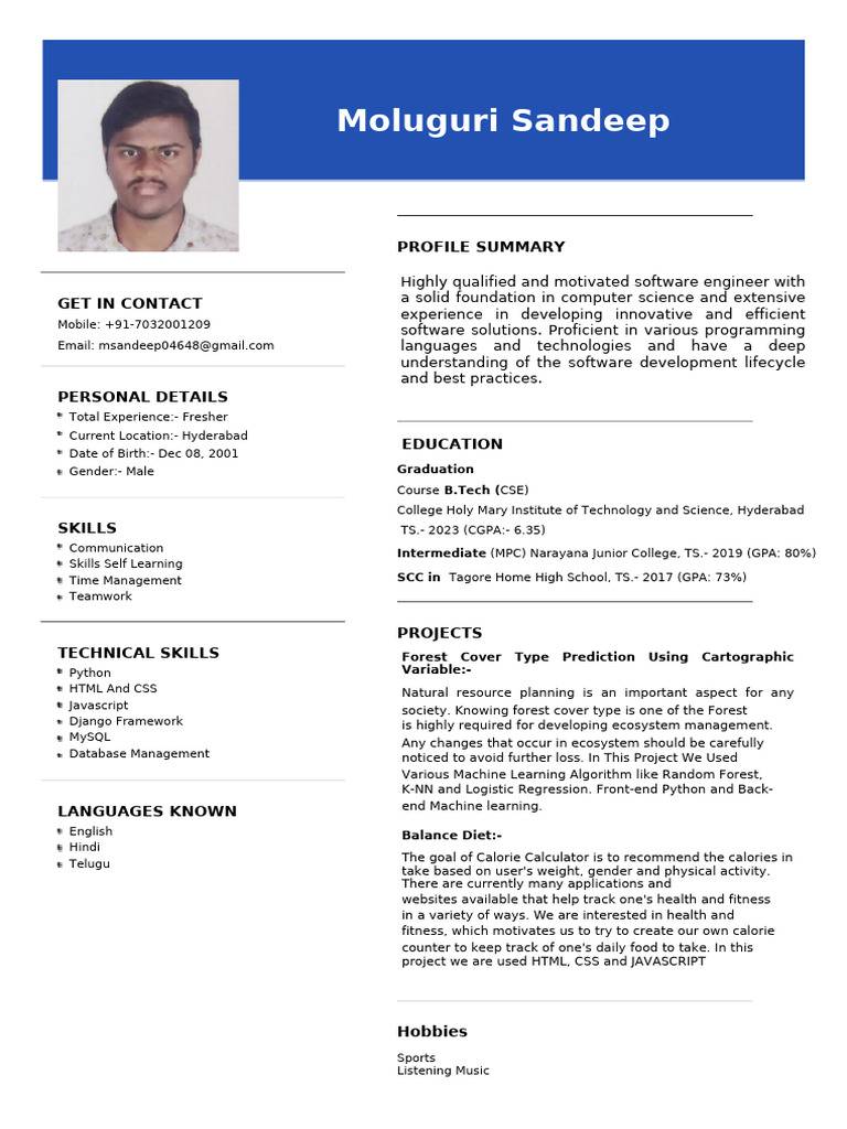 Sandeep_Resume | PDF | Software | Machine Learning