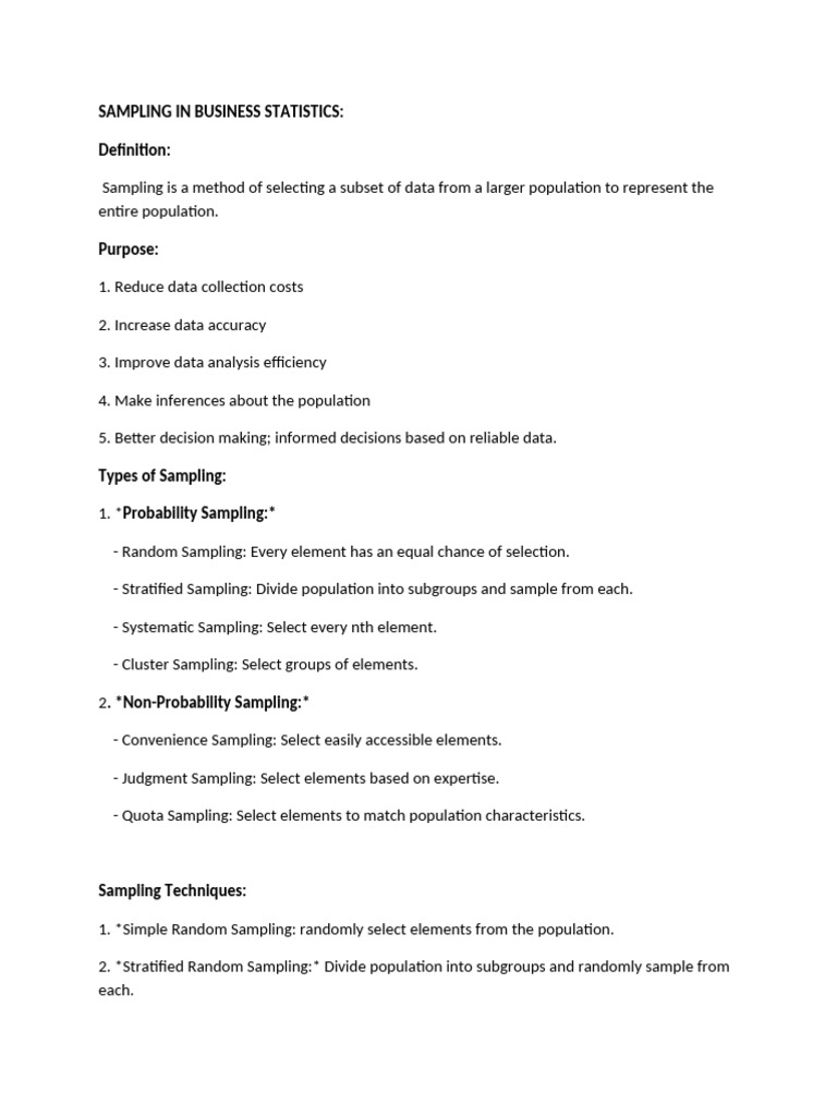 business sampling | PDF | Sampling (Statistics) | Quantitative Research