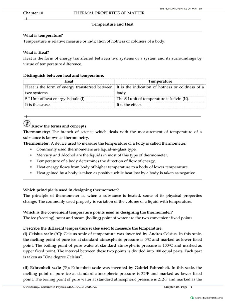 Thermal Properties of Matter | PDF
