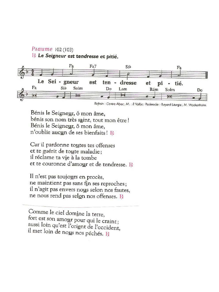 Le Seigneur Est Tendresse Et Pitié - Psaume 102 | PDF