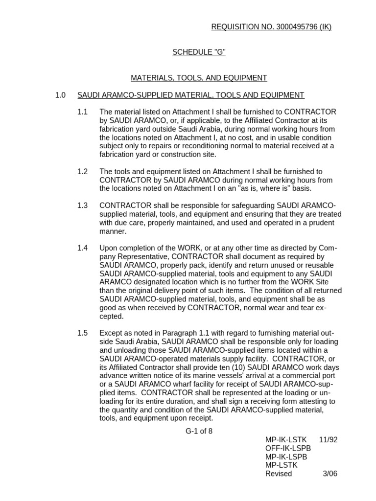 Schedule G - in Kingdom (5796) - ECN | PDF | Procurement | Saudi Arabia