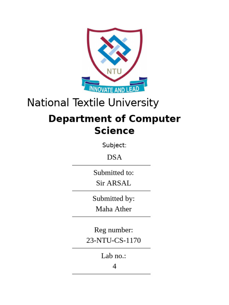 23-NTU-CS-1170(lab 4) | PDF | Computer Programming | Software Engineering
