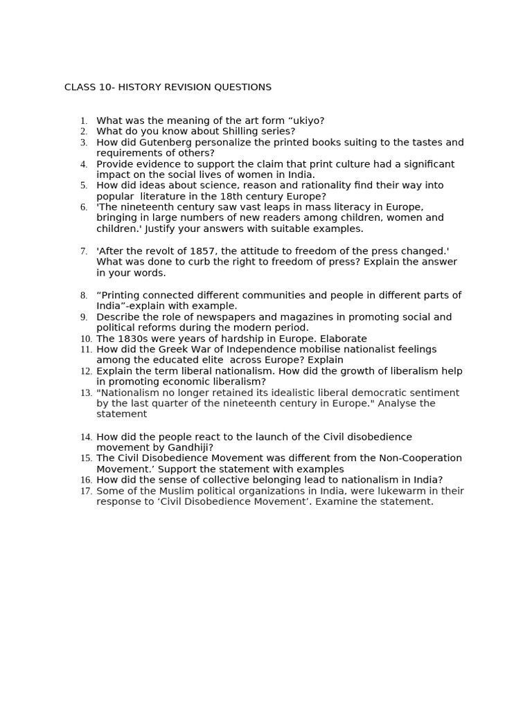 History Revision Questions1732872975 | PDF | Nationalism | Public Opinion