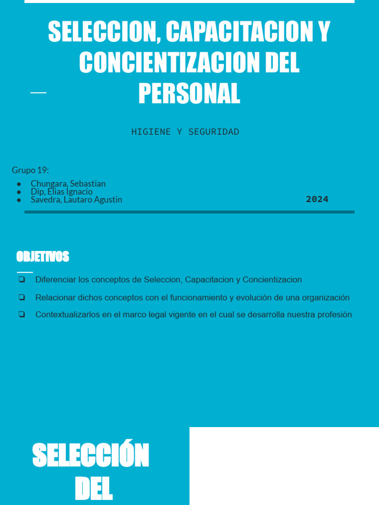 Seleccion, Capacitacion y Concientizacion - G19 | PDF | Gestión de ...