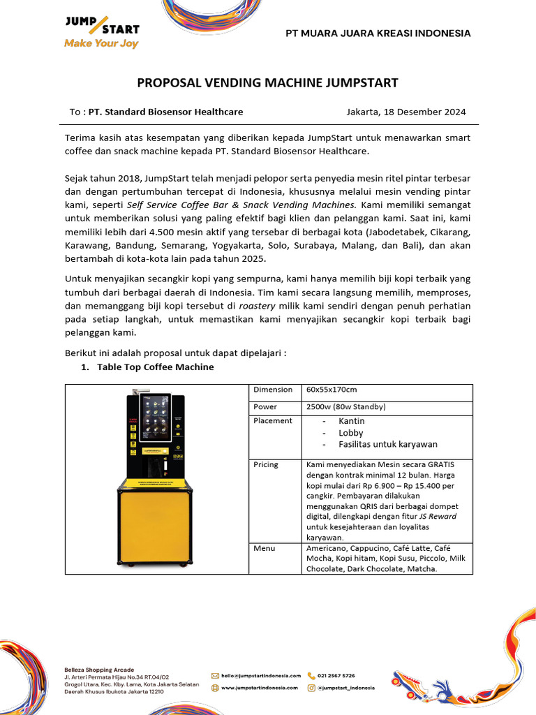 Proposal Mesin Vending JumpStart | PDF