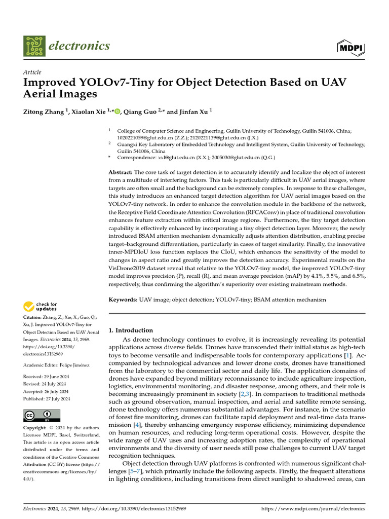Improved YOLOv7-Tiny For Object Detection Based On | PDF | Unmanned Aerial Vehicle | Attention