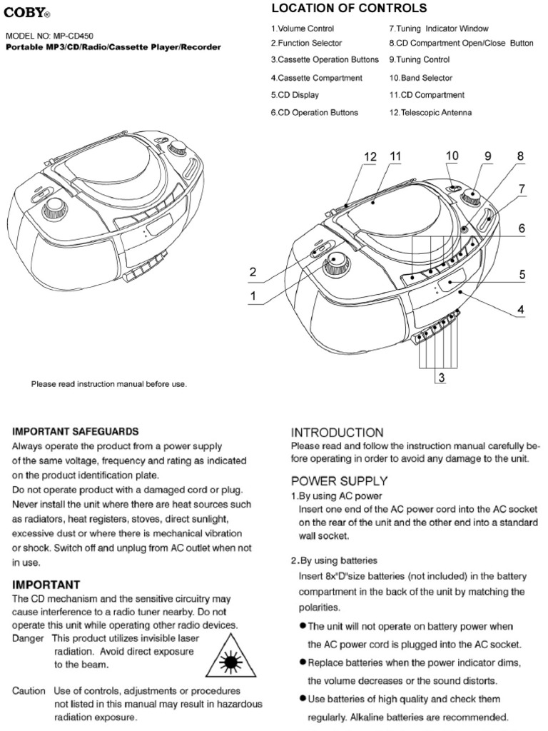 Coby Model MP-CD450 | PDF