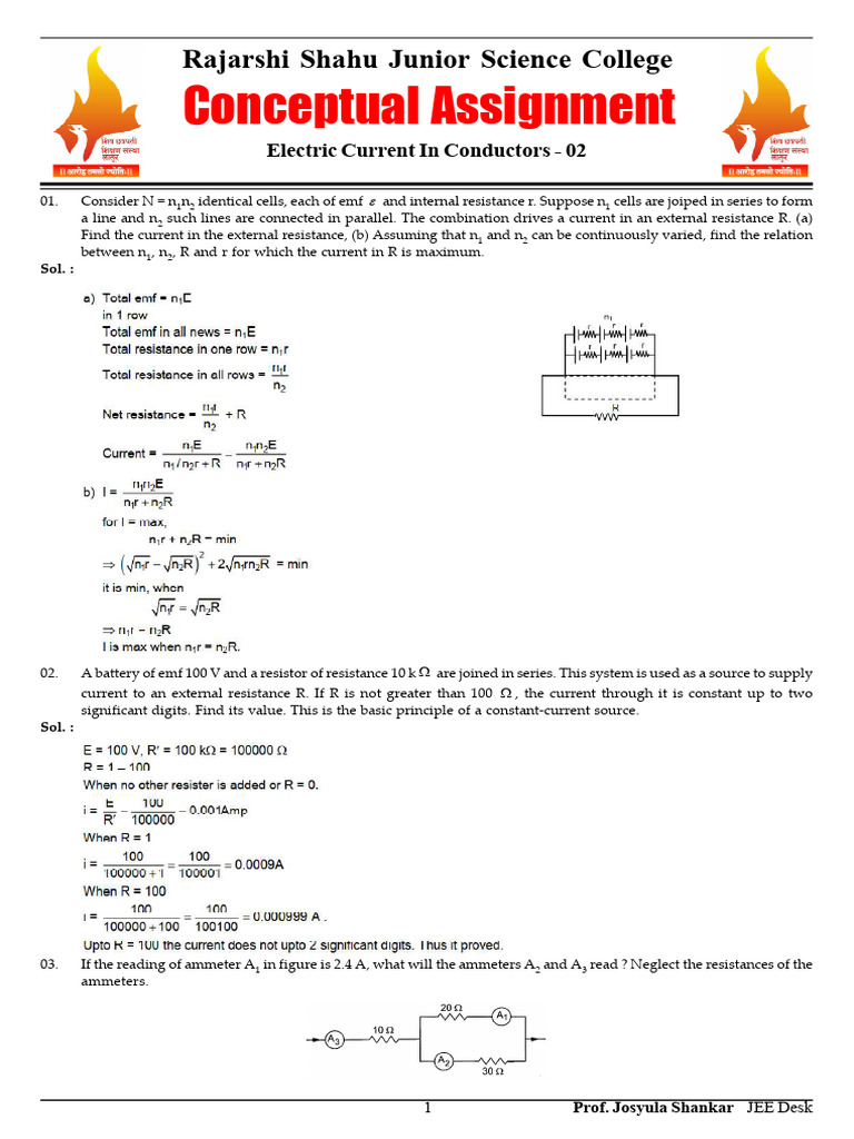 Electric Current In Conductors 02 Pdf Series And Parallel Circuits Electrical Resistance