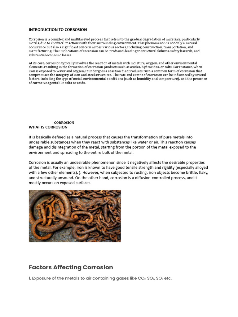 INTRODUCTION TO CORROSION | PDF | Corrosion | Rust