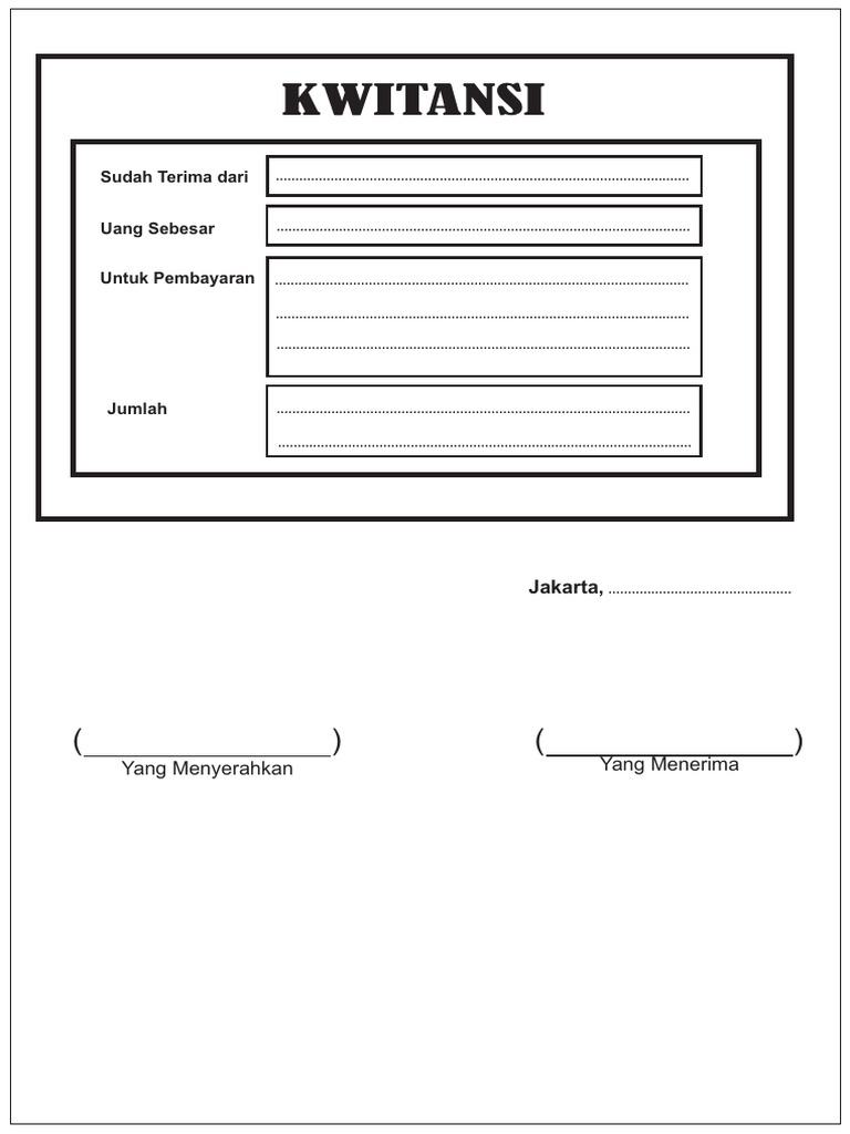 Contoh Format Kwitansi Pembayaran | PDF