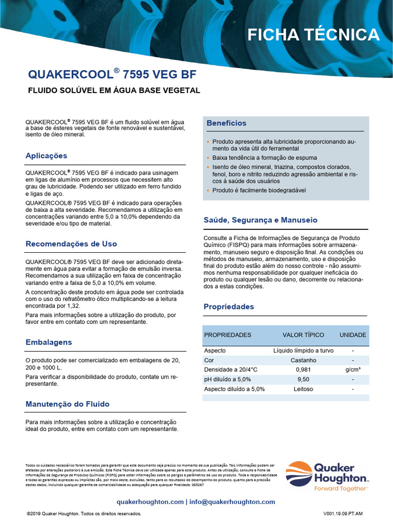 TDS - Quakercool 7595 VEG BF - PT | PDF