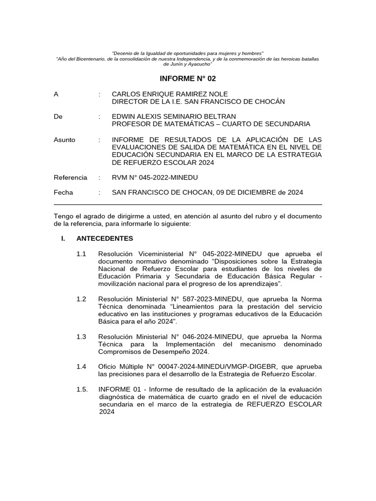EASB_Informe-Resultados-de-la-evaluacion-de-salida-cierre-de-la-estrategia | PDF | Ecuaciones ...