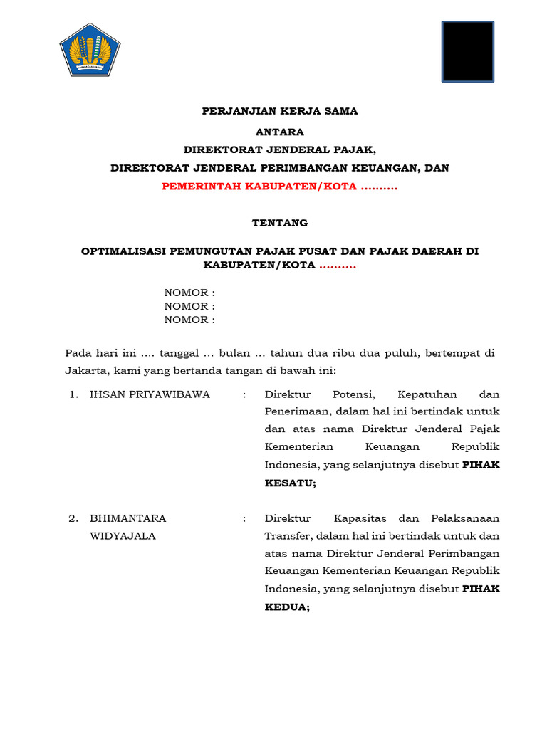 Draft PKS Kotakab - Lampiran S 122 PK 4 2020 | PDF