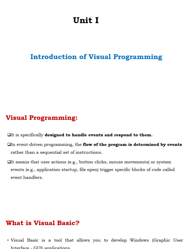 Unit 1 - Visual Programming Material | PDF | Basic | Component Object Model