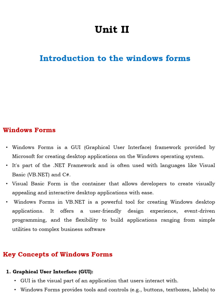 Unit 2 Visual Programming Material Pdf Window Computing Graphical User Interfaces