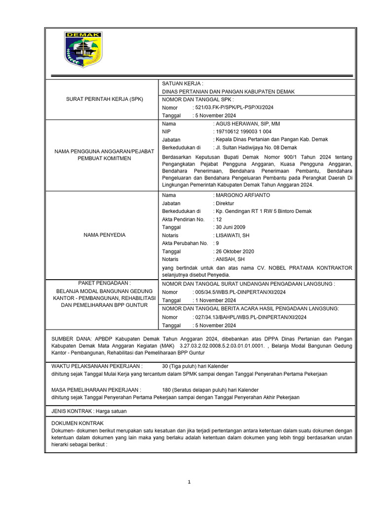 SPK BPP Guntur 2024 Perubahan | PDF