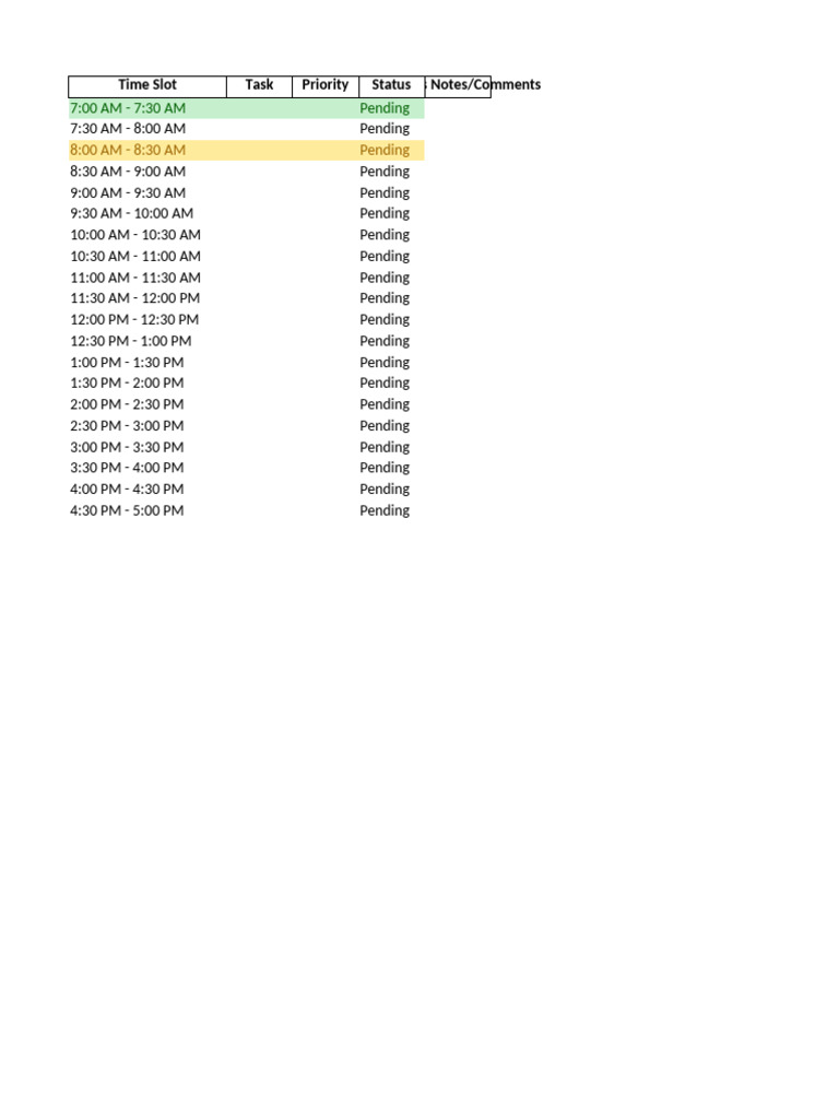 Day Timetable With Progress | PDF