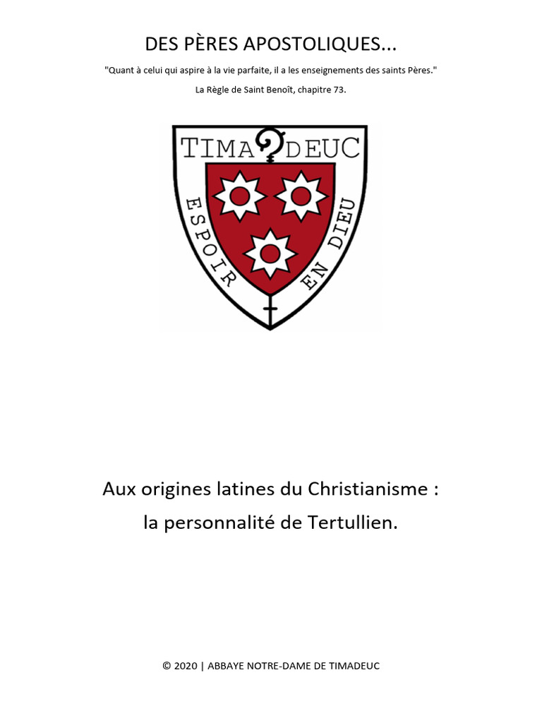 Tertullien et la Trinité chrétienne | PDF | Trinité | Dieu