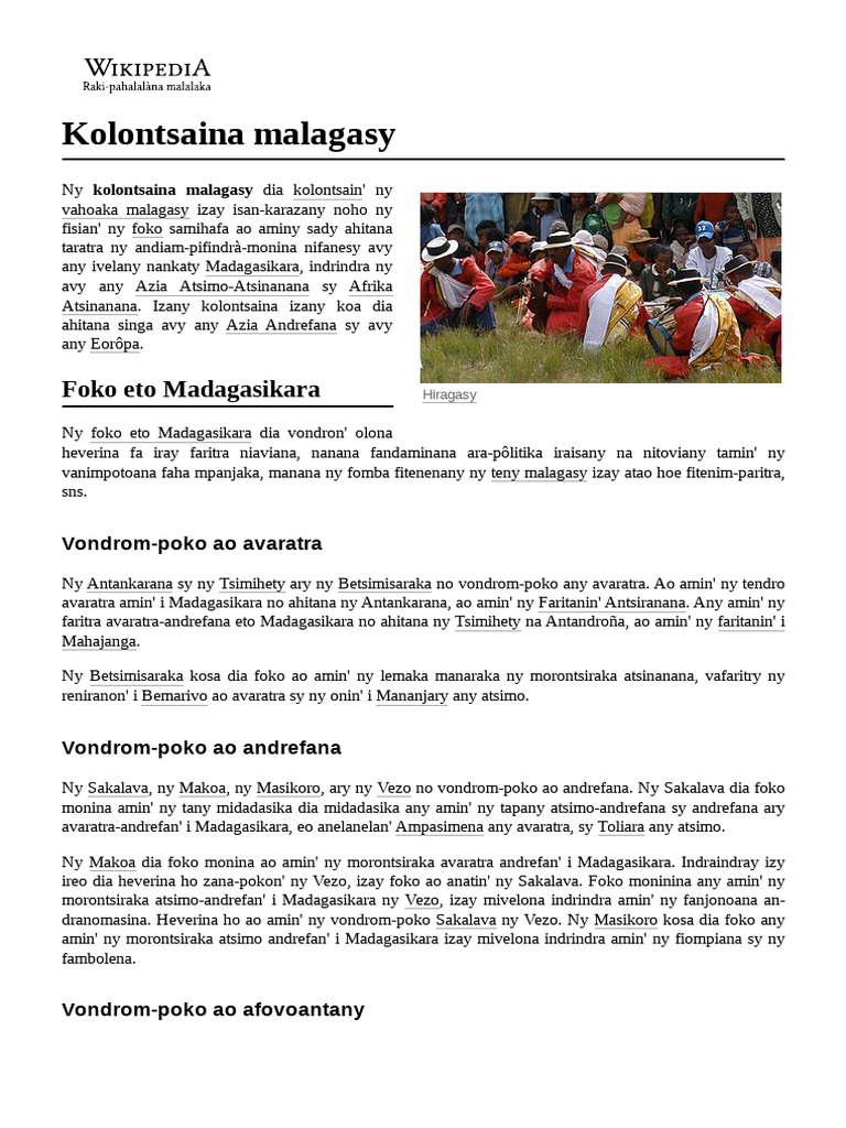 Kolontsaina Malagasy | PDF